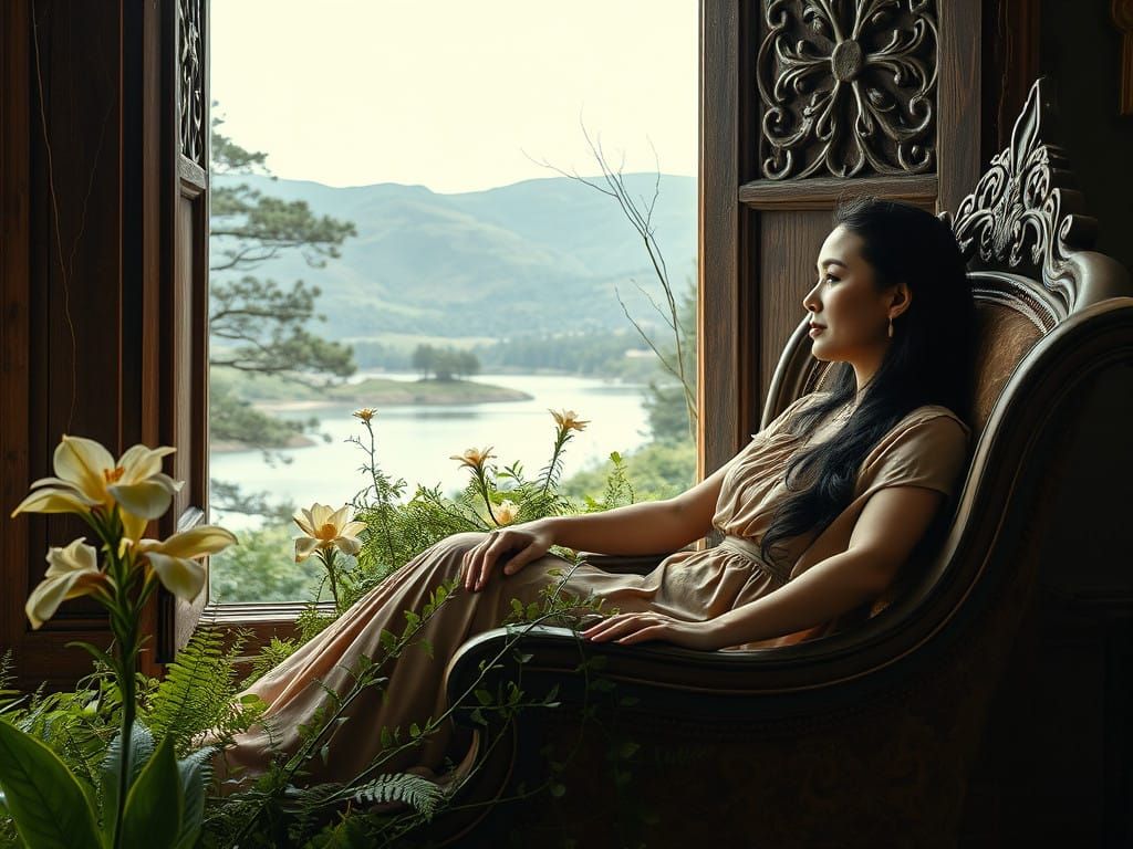 Ethereal Woman Lost in Nature's Harmony - AI Art