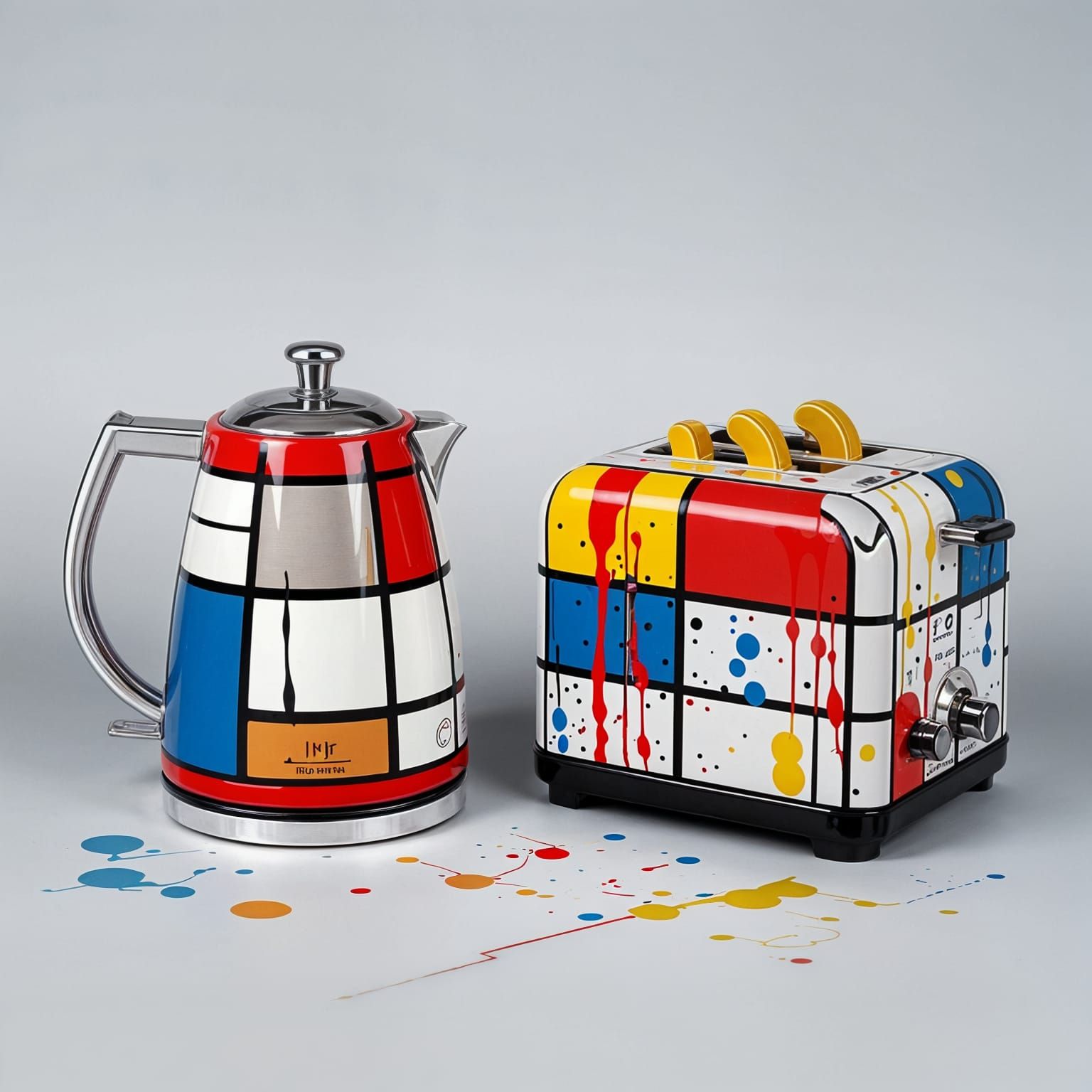 Abstract Kitchen Appliances in Splattered Colors - AI Art