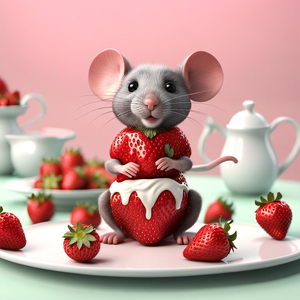 Strawberry Mouse - AI Generated Artwork - NightCafe Creator