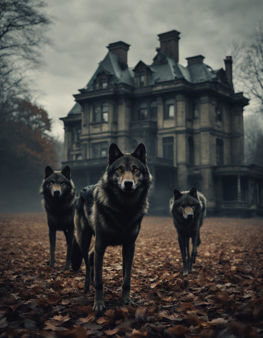 Mediterranean Mob Boss Surrounded by Wolves in Fal... - AI Art