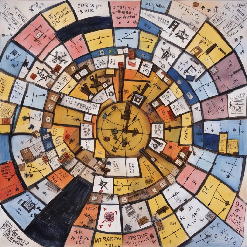 a tabletop board game or parlor game seen from above made by an insane ...