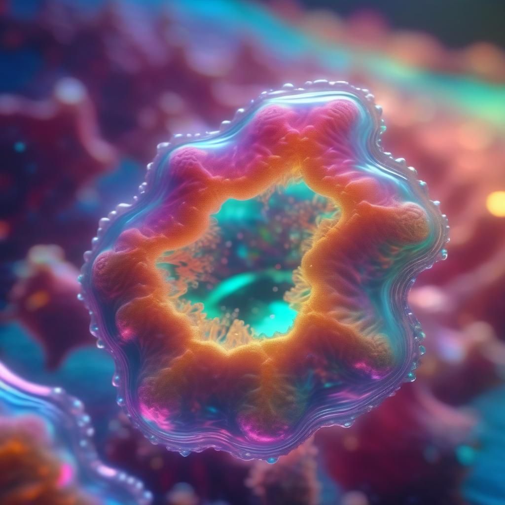 Holographic art amoeba in a dreamcore ocean - AI Generated Artwork ...