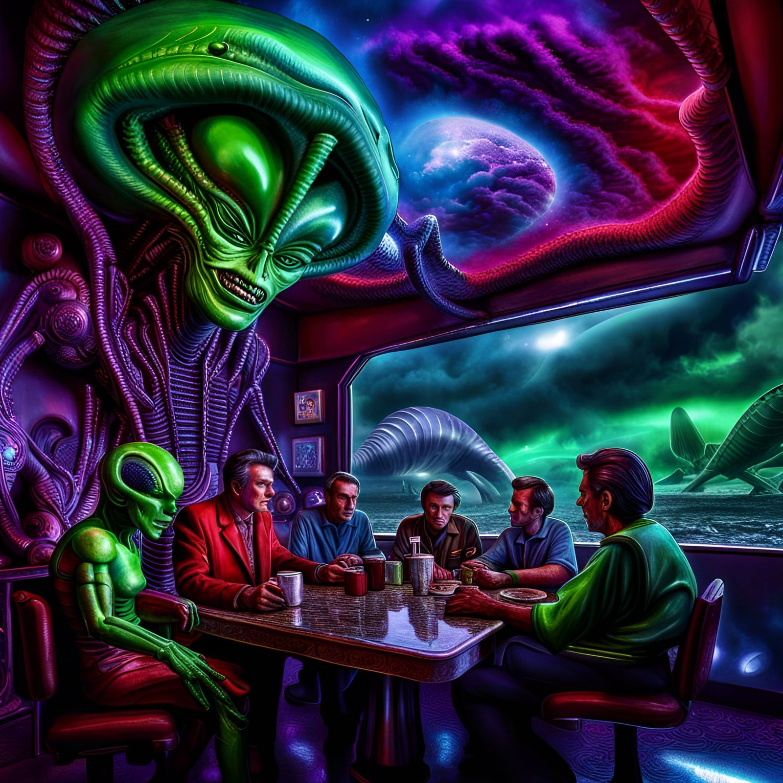 A cozy coffe-break in space - AI Generated Artwork - NightCafe Creator