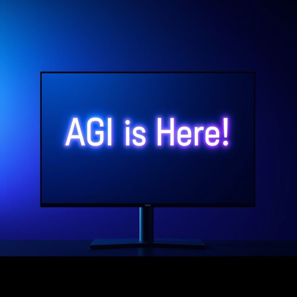 Futuristic Warning on a Neon OLED Screen - AI Art