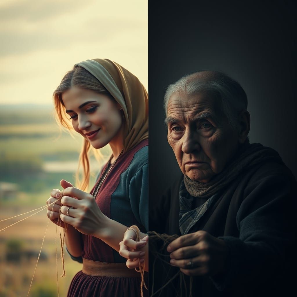 Dolya vs Nedolya: Contrasting Fates in a Cinematic... - AI Art