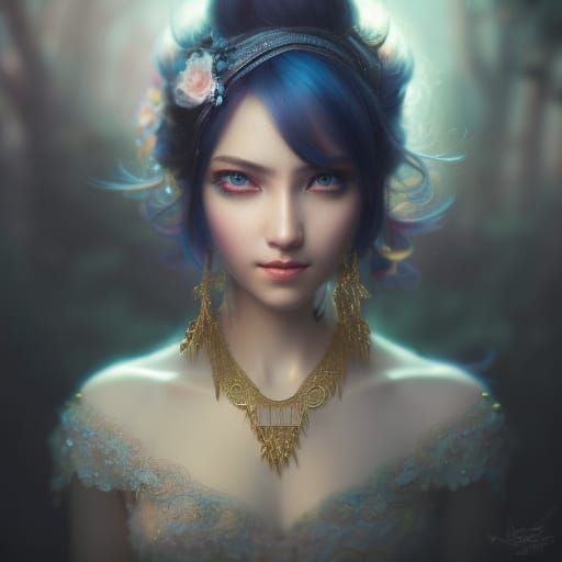 Blue Hair Girl - AI Generated Artwork - NightCafe Creator