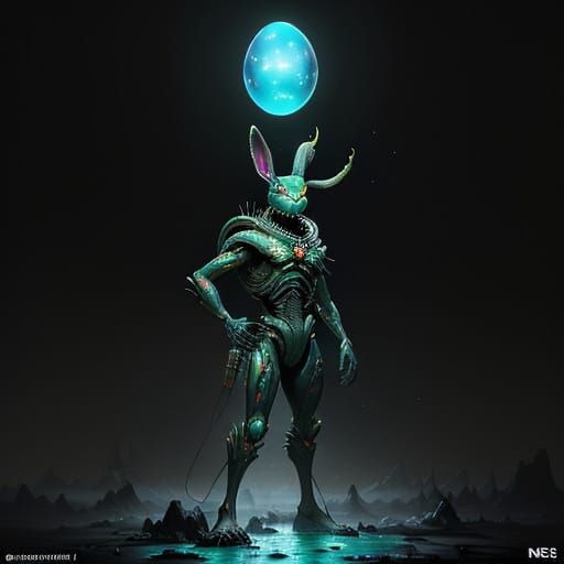 Eldritch Easter Bunny Masterpiece in Vibrant Splas... - AI Art