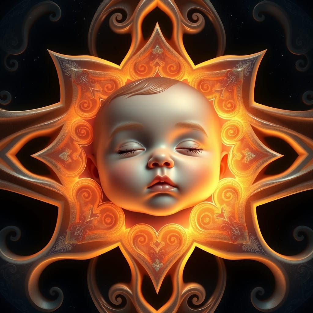 babyface in a star - Celestial Cherub Amidst Starlight