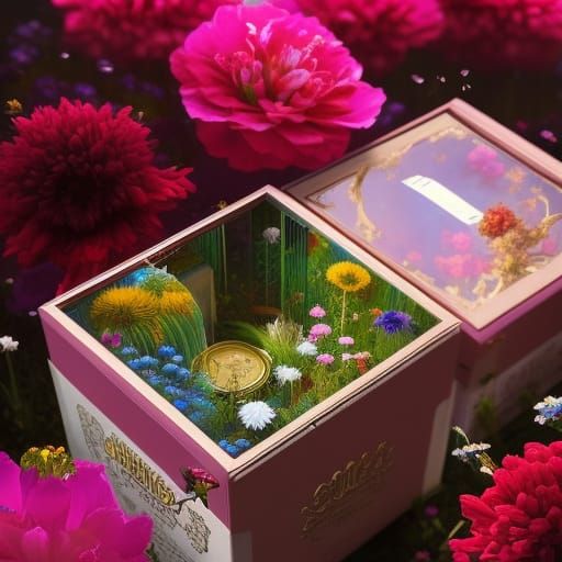 Meadow of flowers in the box - AI Generated Artwork - NightCafe Creator