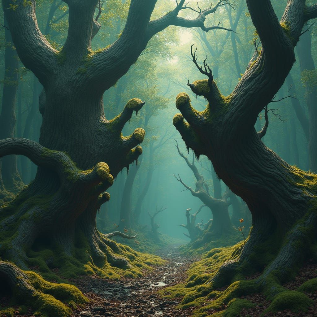 Fists of moss, limbs made of wood - Moss-Clad Tree Beings Em...