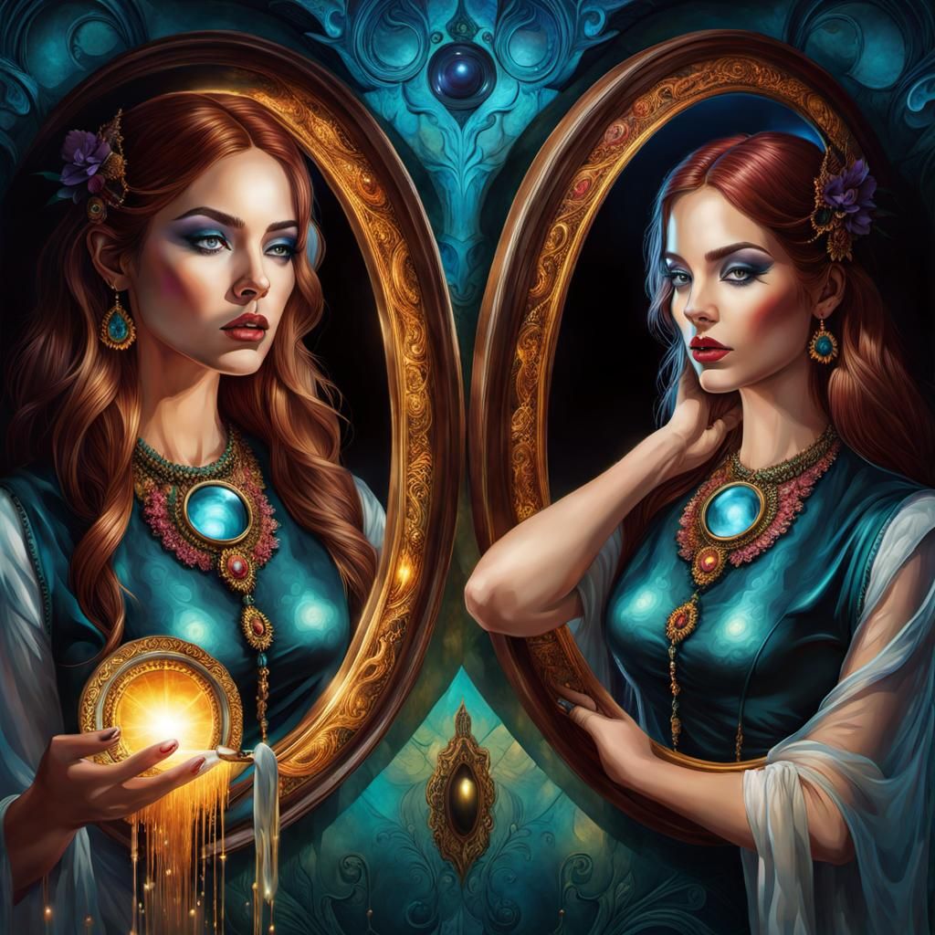 Woman looks into Magic Mirror on the wall, but a Voodoo Fantasy is ...