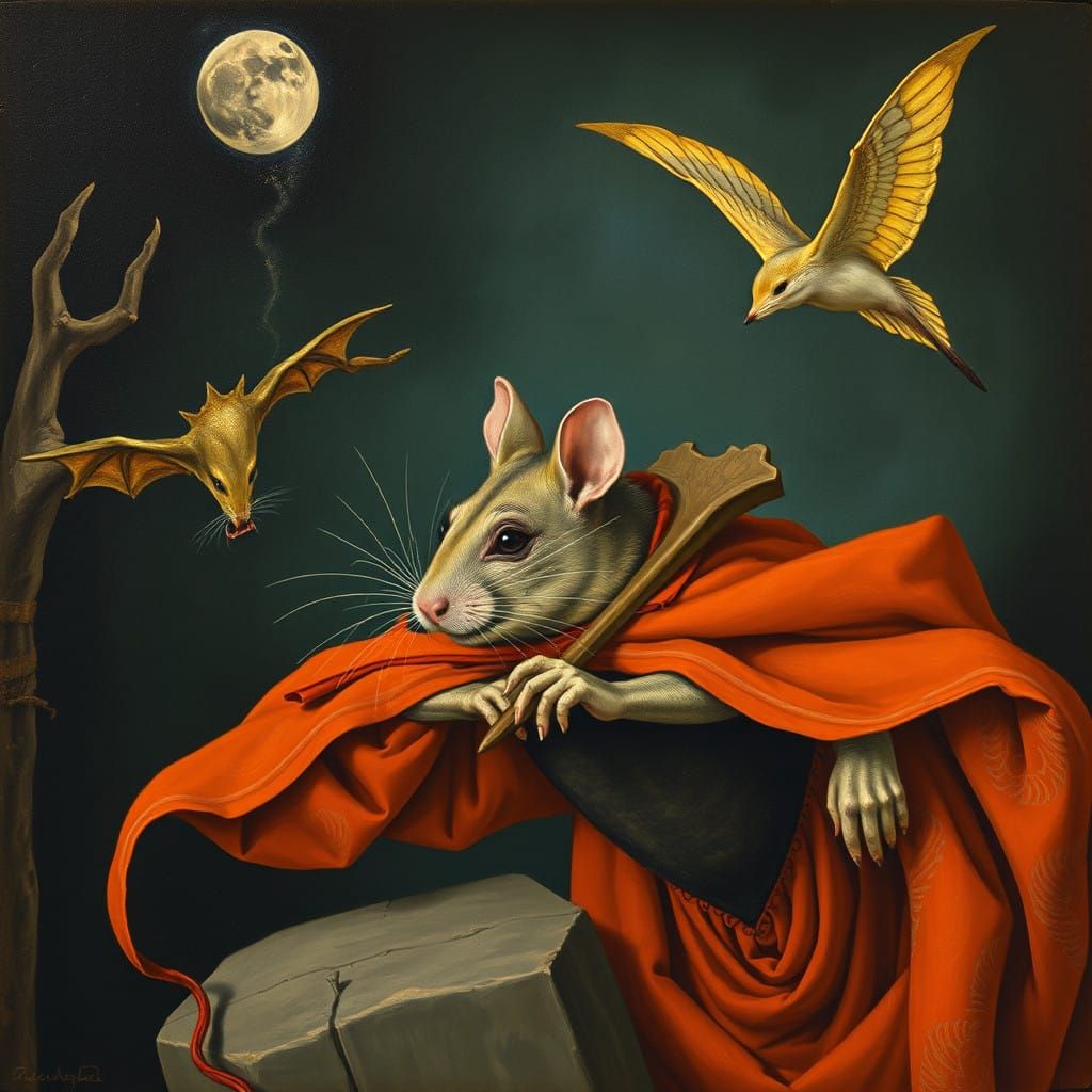Vampire Mouse with Superpowers in a Mysterious Art... - AI Art