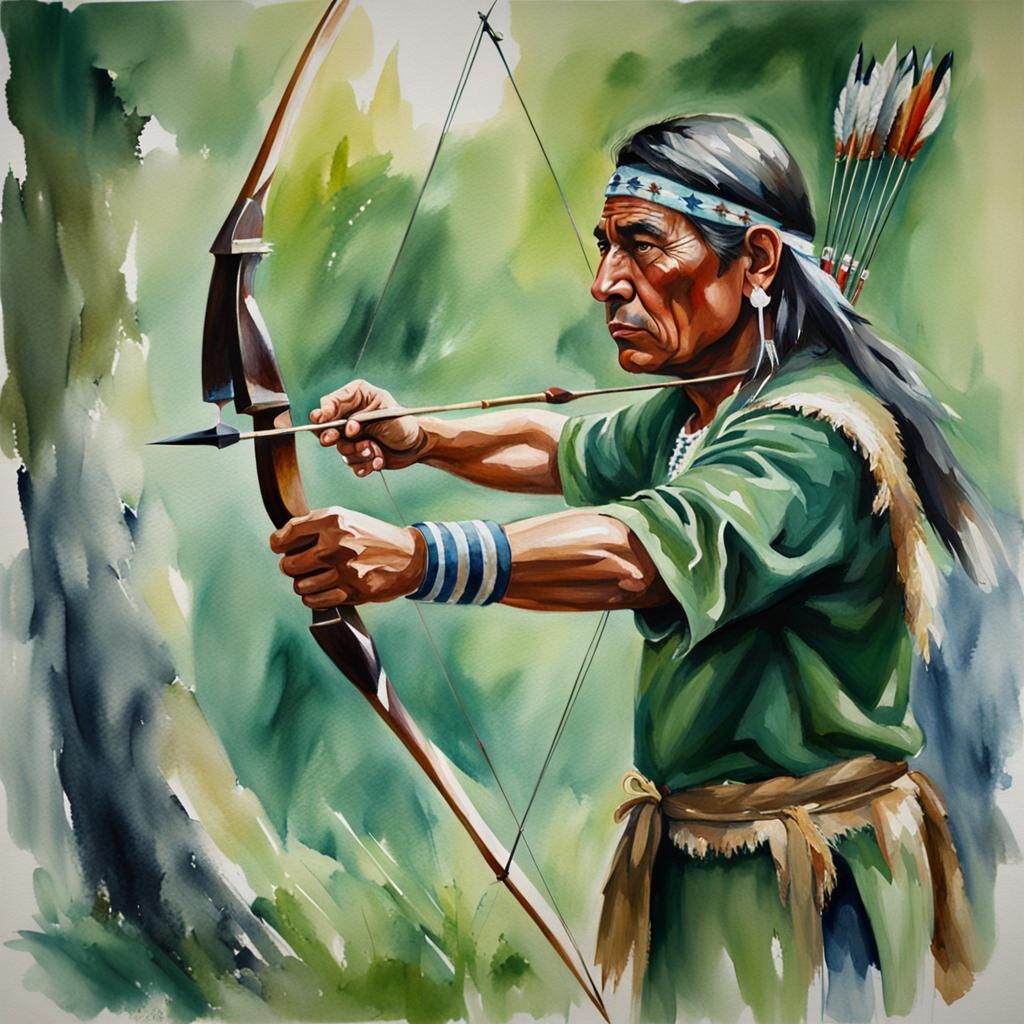 oil painting, realism, impressionism, watercolor, handsome Native ...