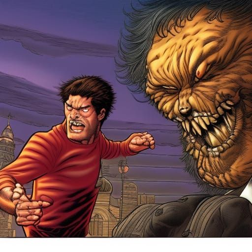 Man attacking Garfield - AI Generated Artwork - NightCafe Creator