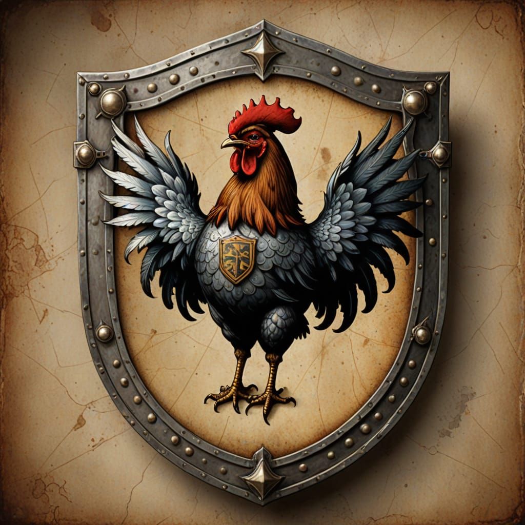 Whimsical Medieval Knight's Shield with Regal Chic... - AI Art