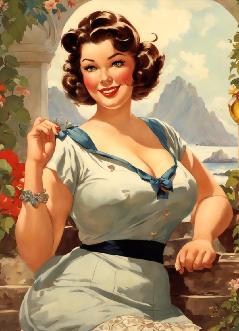 Plus Size Pin Up Gal - AI Generated Artwork - NightCafe Creator