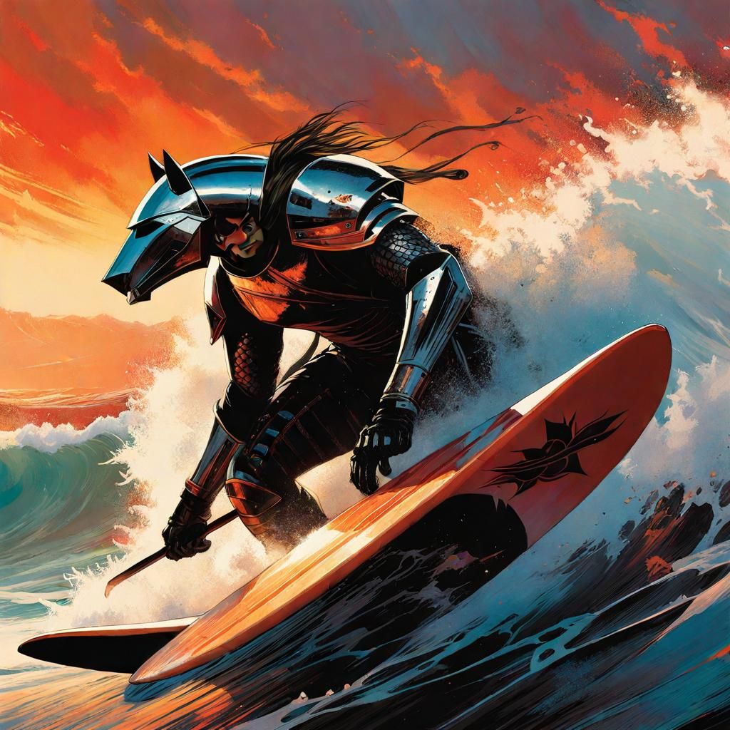 Surfing Knight - AI Generated Artwork - NightCafe Creator
