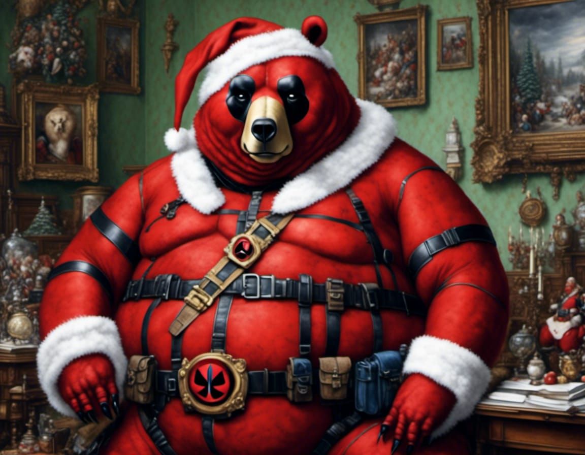 Portrait: "Obese Bear Deadpool Santa":- - AI Generated Artwork ...