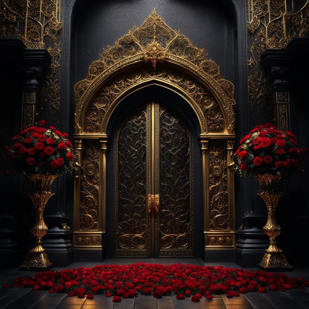 "An intricate and detailed 3D scene with a dark gothic aesthetic ...