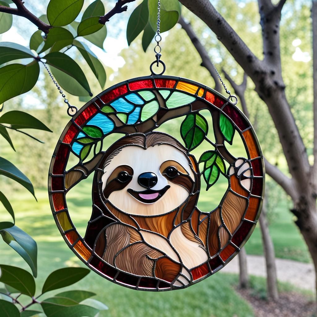 stained glass sloth - AI Generated Artwork - NightCafe Creator