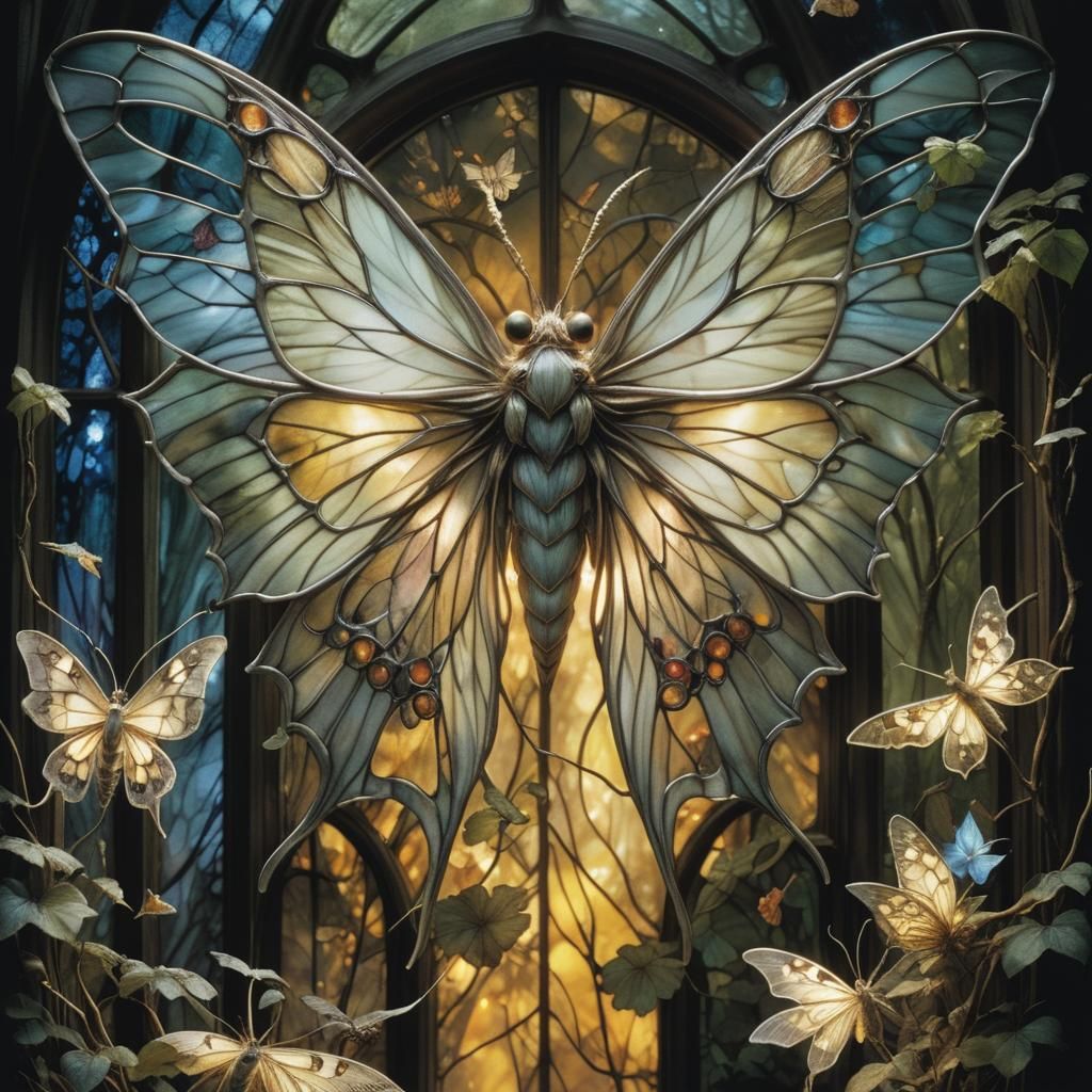 16k resolution, art by Yoshitaka Amano and Brian Froud. Stained glass ...