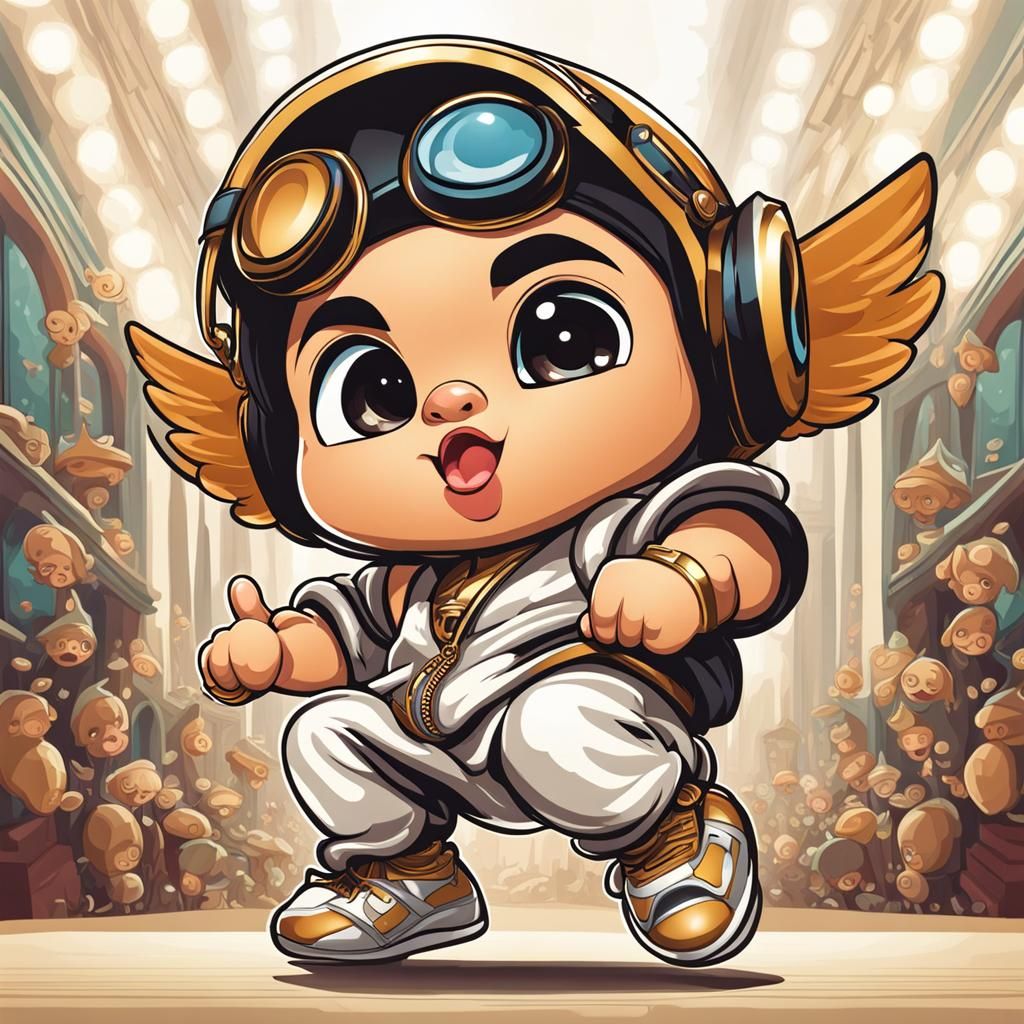 a chibi cherub break dancing - a chibi cherub break dancing