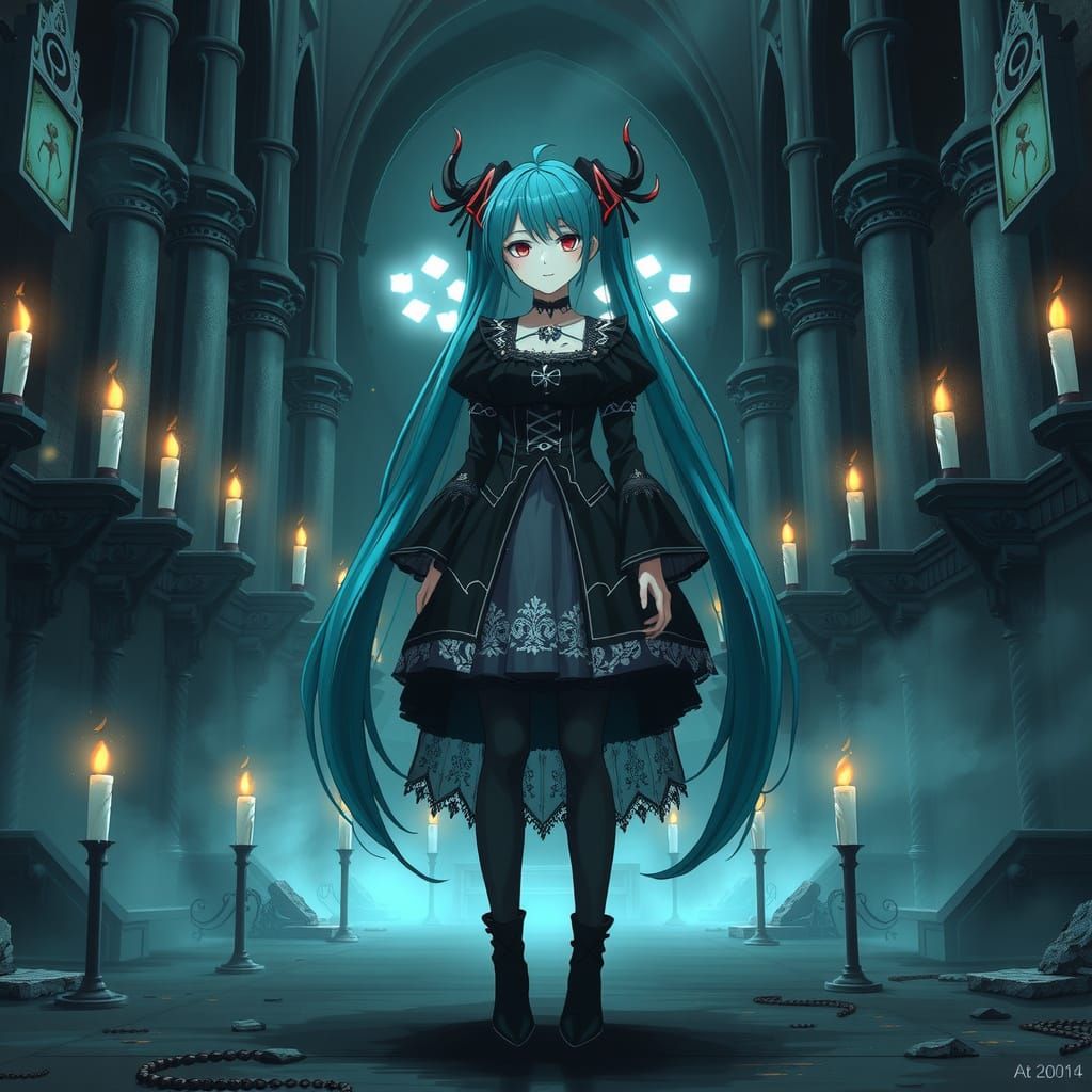 Dark Hatsune Miku - Dark Hatsune Miku in a Gothic Cathedral