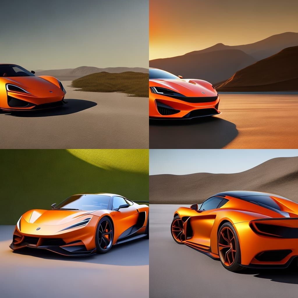 Realistic orange sports car - AI Generated Artwork - NightCafe Creator