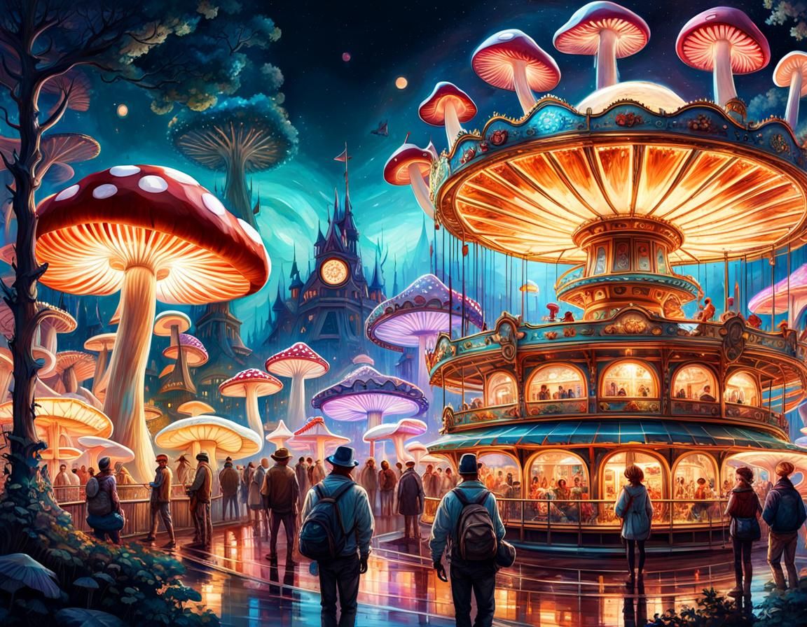 Mushroom Theme Park - AI Generated Artwork - NightCafe Creator