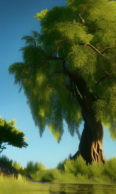 Fantasy realism weeping willow with poisonous snakes for branches ultra ...