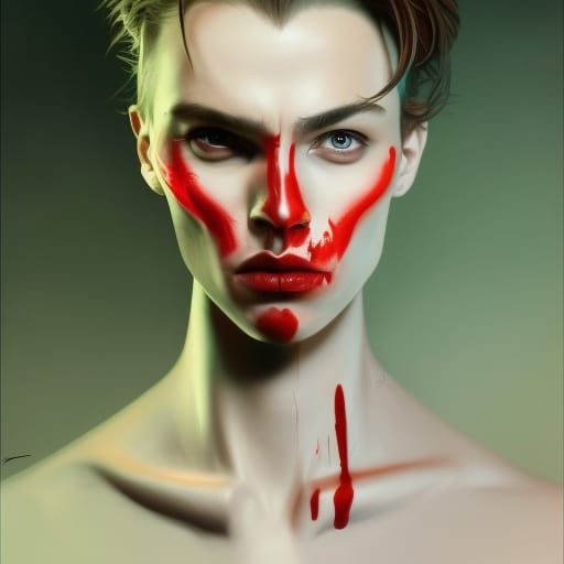 Tan vampire man with pointy ears head and shoulders portrait, 8k ...