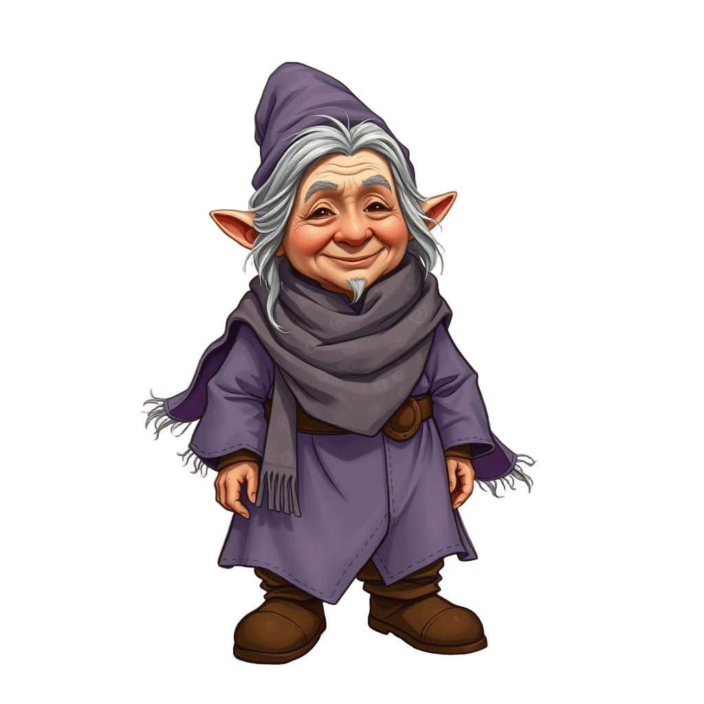 Whimsical Gnome in Lavender Robes, Stepping into F... - AI Art