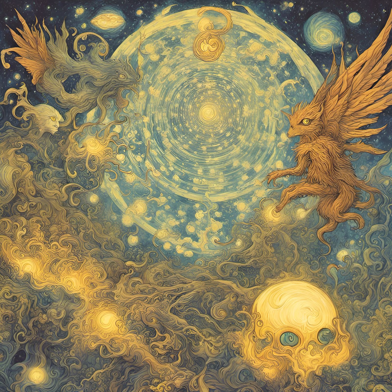 Psychedelic fantasycore with flying monkeys around the perimeter by Van ...