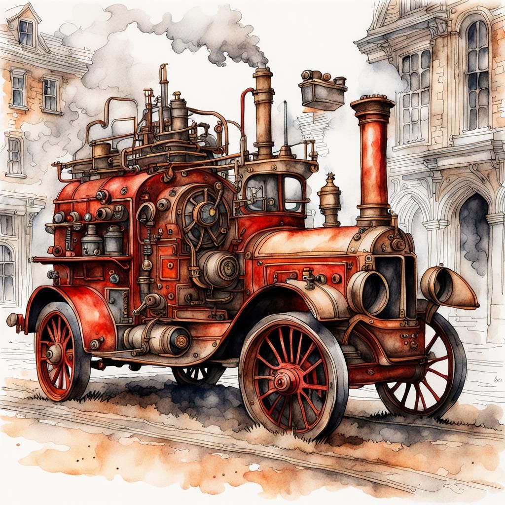 EARLY PROTOTYPE FIRE ENGINE - AI Generated Artwork - NightCafe Creator