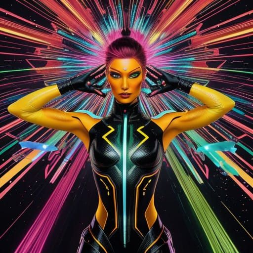 Beautiful young semi-human Cyborgs dancing.