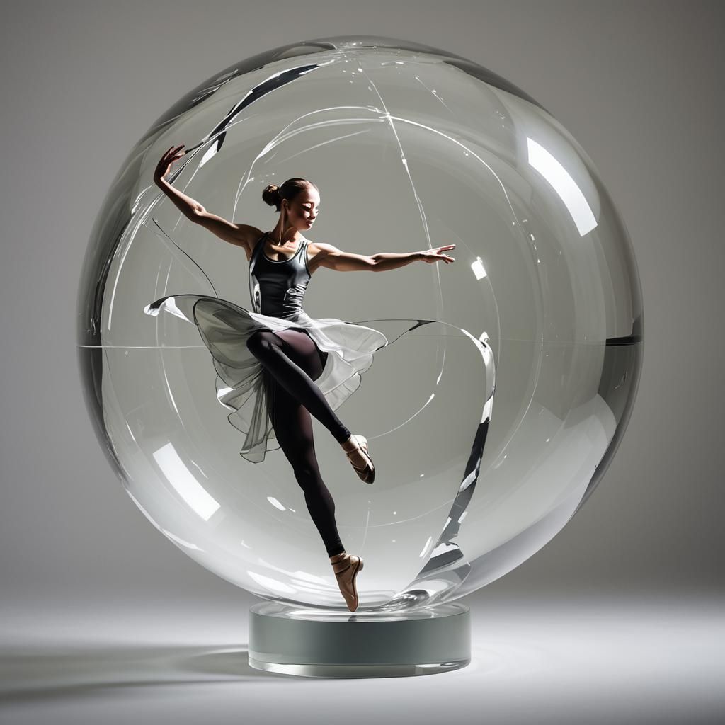 Dancer in glass sphere, dancing highlifhted - AI Generated Artwork ...