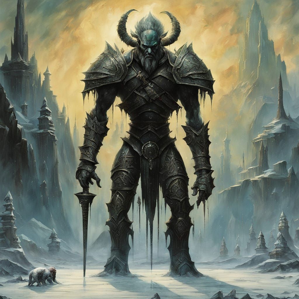 God of War in a Haunting Frozen Metropolis - AI Art