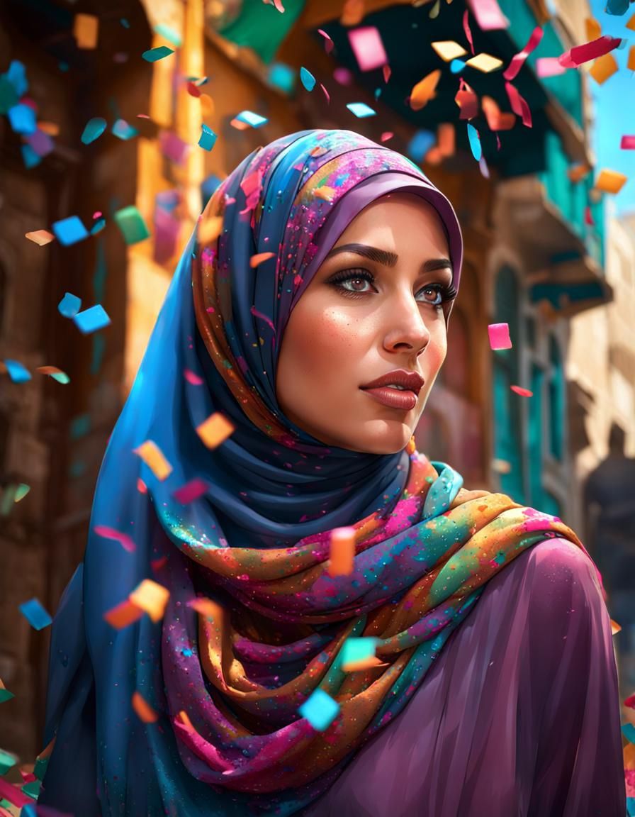 حليمة في الخليل (Halima in Hebron) | 🇵🇸 artistic confetti portrait - AI Generated Artwork ...