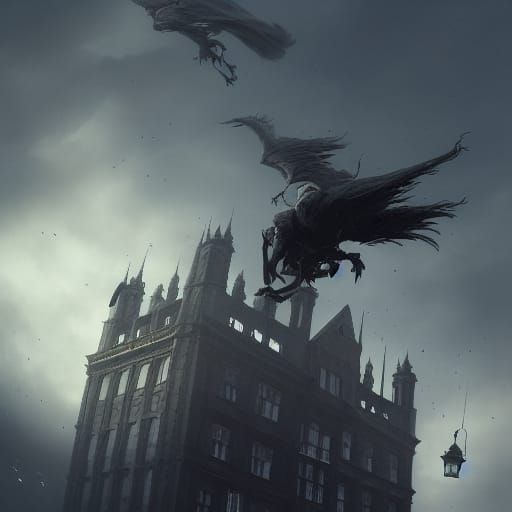 Ghoul Flying Over 1890 London Streets - AI Generated Artwork ...