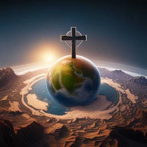 Planet earth and a loving cross - AI Generated Artwork - NightCafe Creator