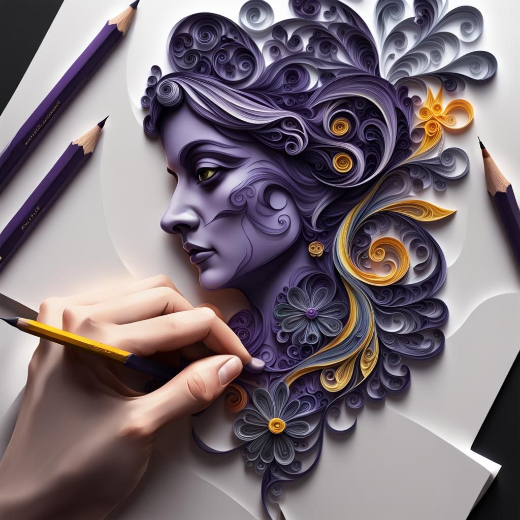 Drawing a paper portrait - AI Generated Artwork - NightCafe Creator