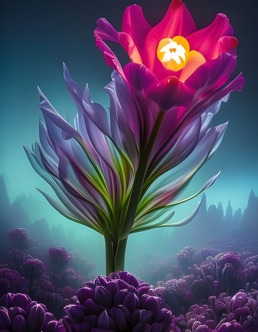 Alien Flower 💮🏵 - AI Generated Artwork - NightCafe Creator