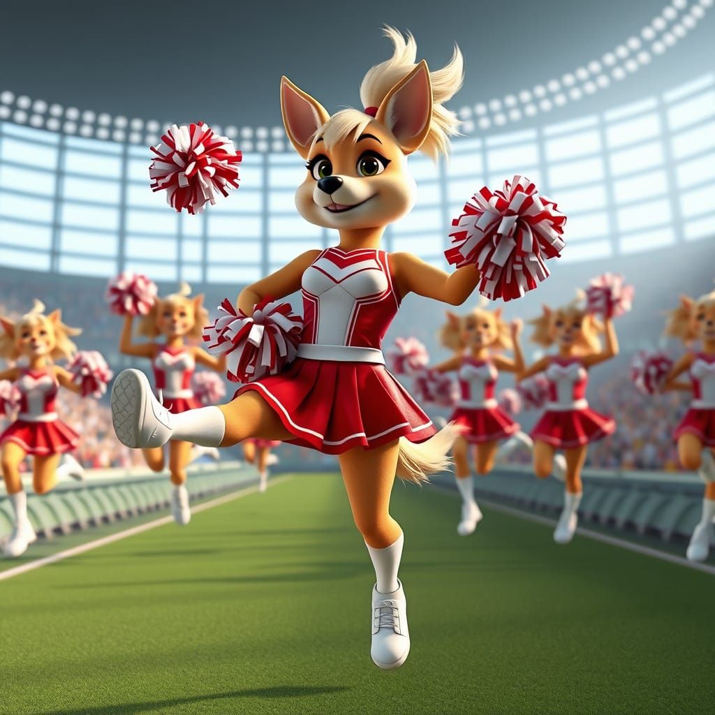 Cheerleader Doggy In Action - Energetic Cheerleading Dog in ...