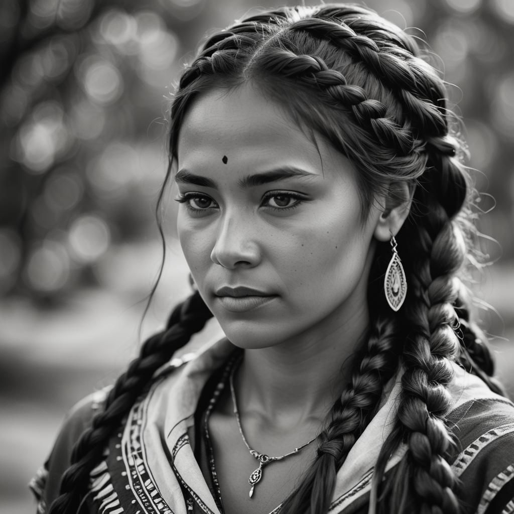 Black-and-white portrait of a Cherokee woman - AI Generated Artwork ...