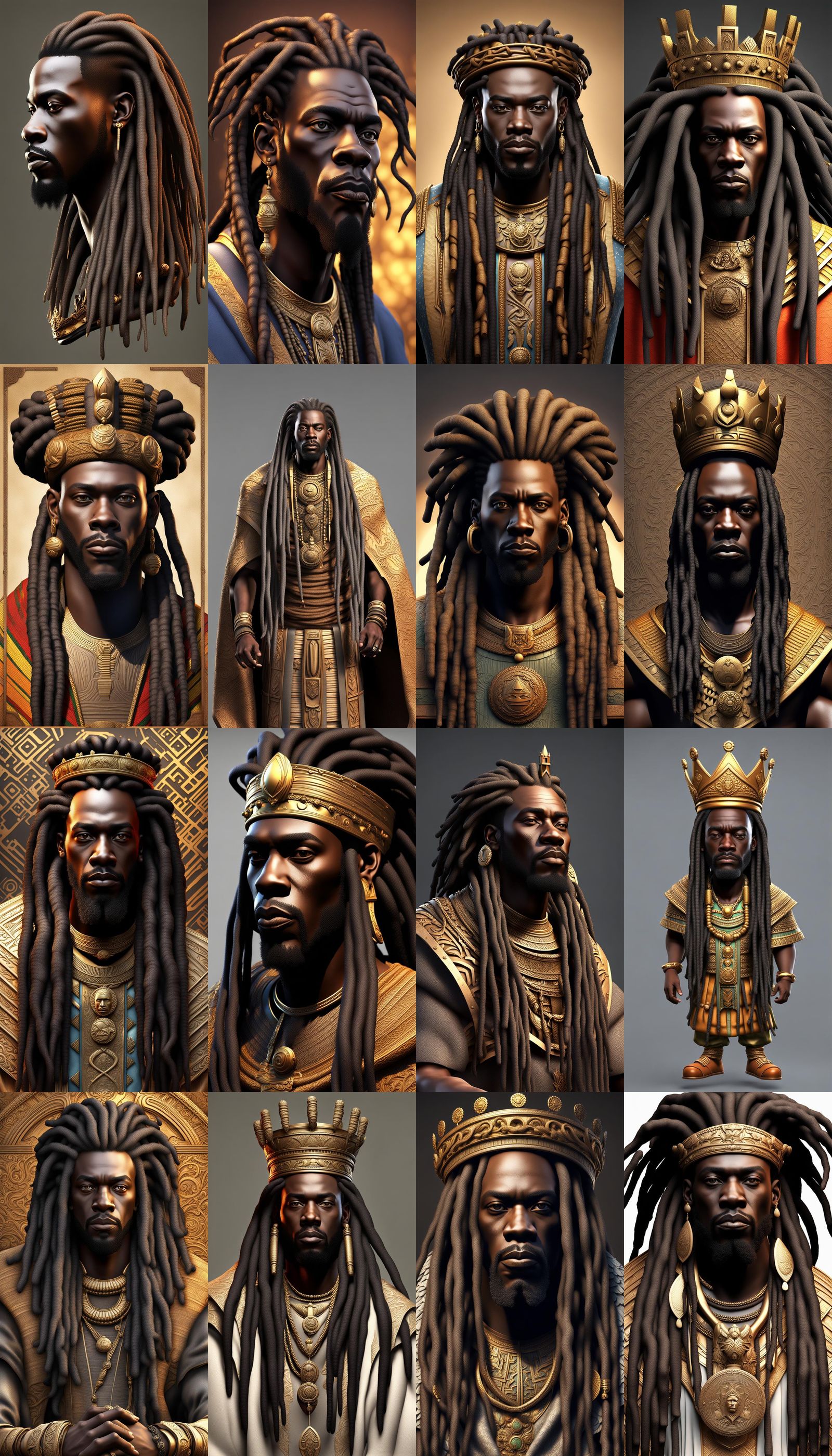 Masculine handsome African King dreadlocks Daze 3D shading, Daze 3D Rendering