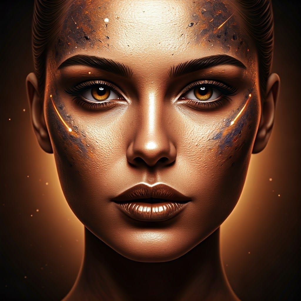 Stunning Woman Embodies Mercury with Sepia Lips an... - AI Art