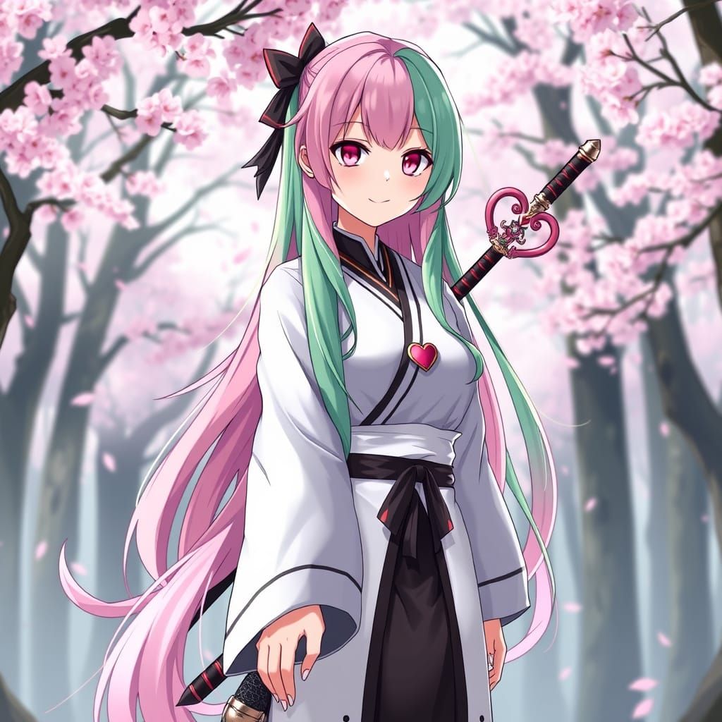 Mitsuri Kanroji: Serene Love Hashira Amidst Cherry... - AI Art