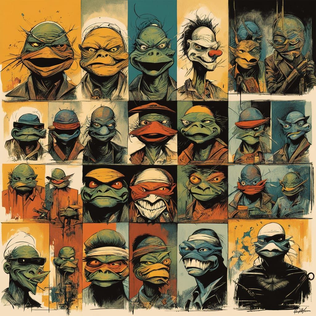 Ninja Turtles in a Mashup of Artistic Styles - AI Art