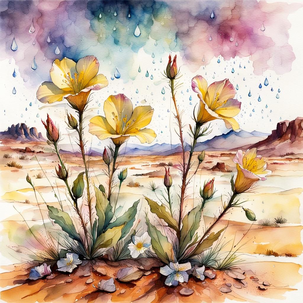 Desert flowers - Desert Blooms in Watercolor