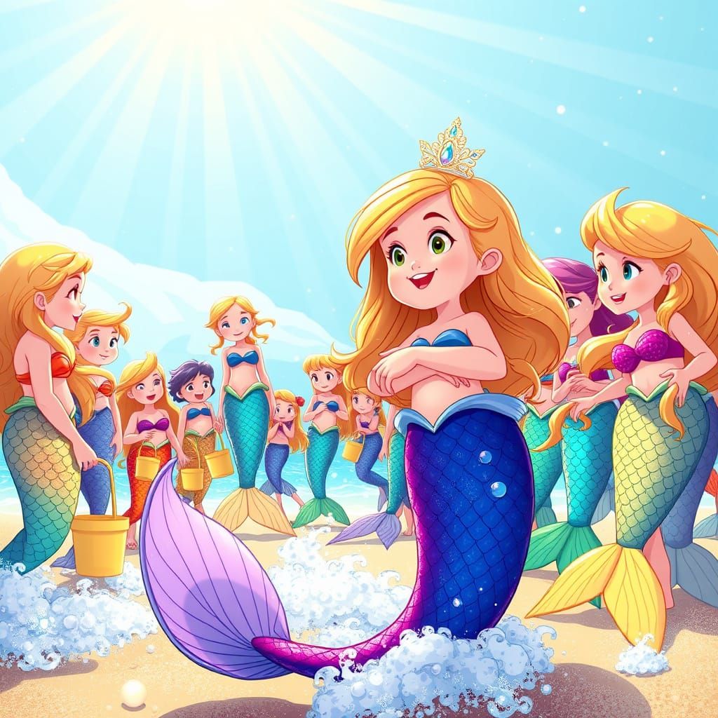 Mermaids playing on the beach - Mermaids playing on the beac...